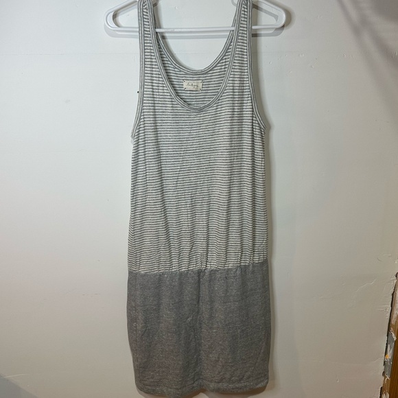 Lou & Grey | Dresses | Lou Grey Gray Striped Midi Dress | Poshmark